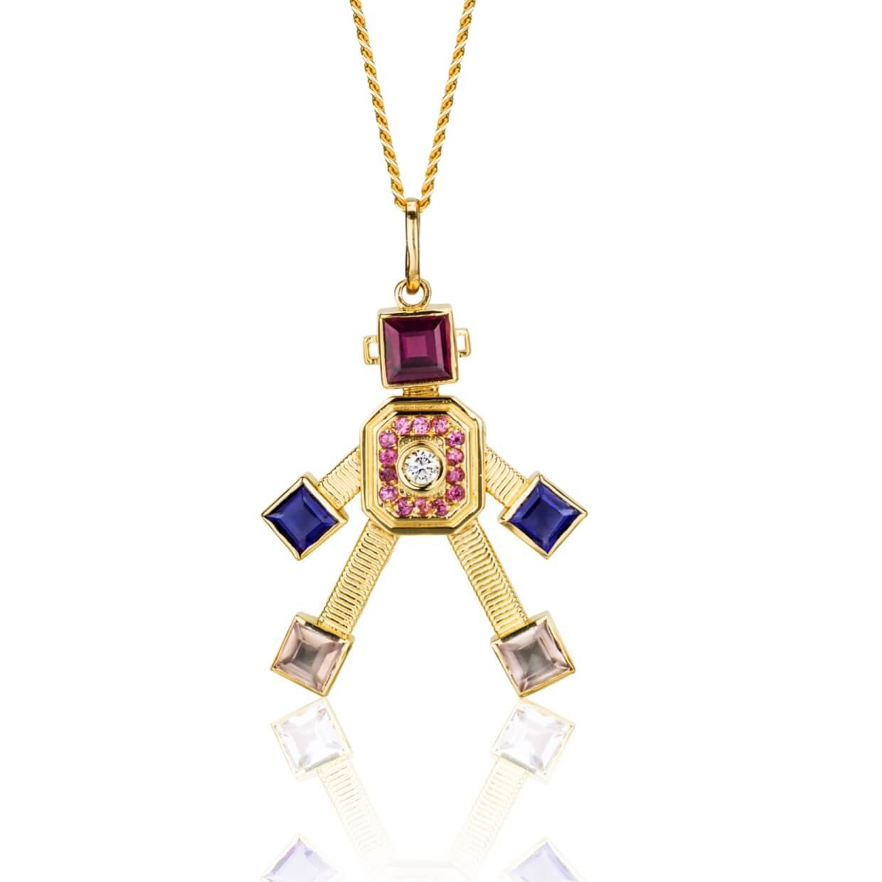 Pinky Van Robot Maxi Pendant Diamond Multi Precious Stones – VAN